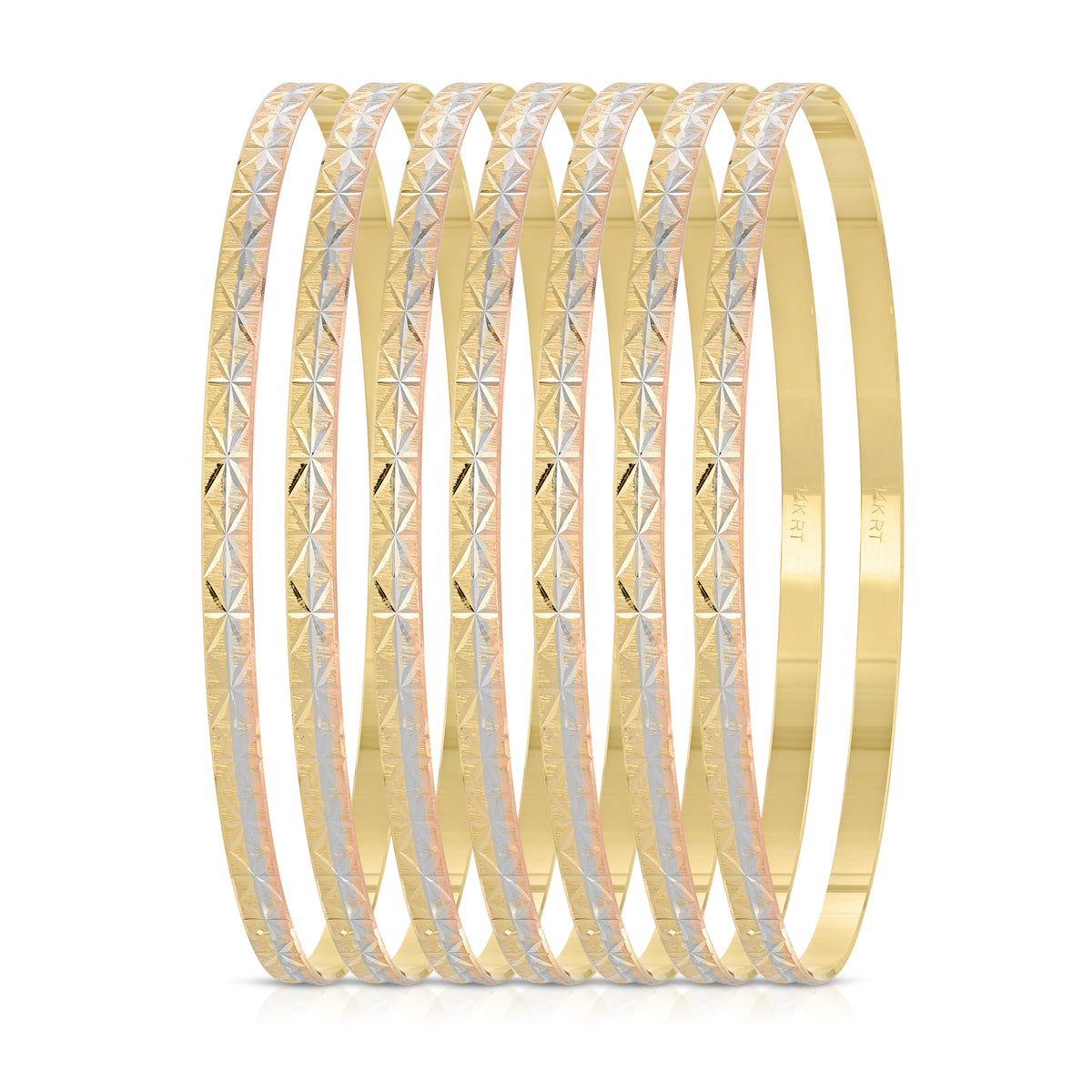 Bangles - Tri Color New Solid | Crown Gold Inc. Wholesale Gold Jewelry
