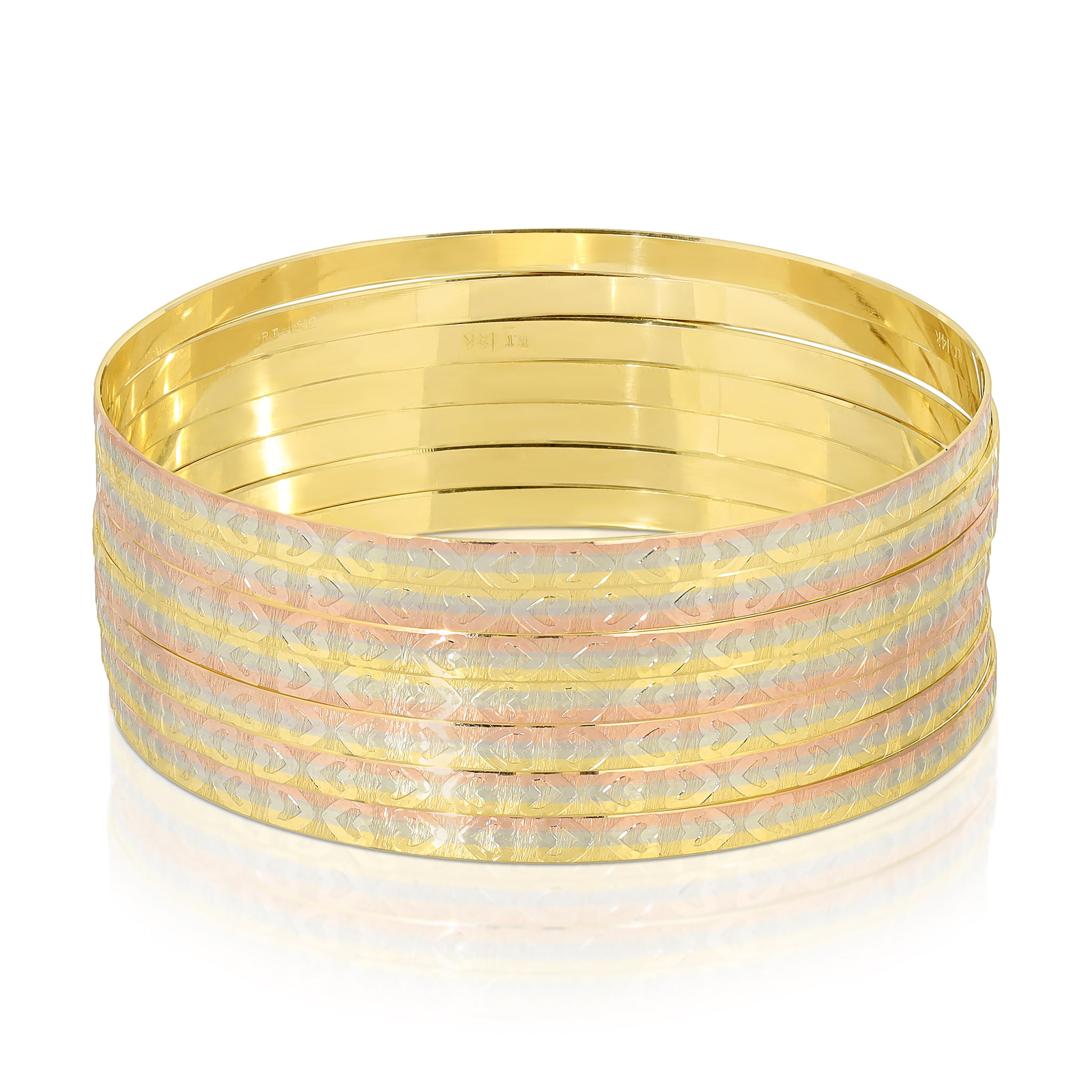 Bangles - Tri Color New Solid | Crown Gold Inc. Wholesale Gold Jewelry